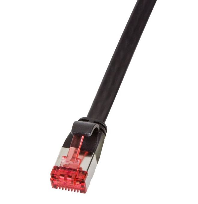 TP-Kabel 0.25m Schwarz Kategorie 6A U/FTP flach - Lauscha Wiegand