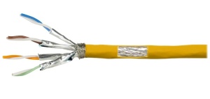 TP-Kabel lose 100m starr CAT7A Verlegekabel Simplex Gelb - Lauscha Wiegand